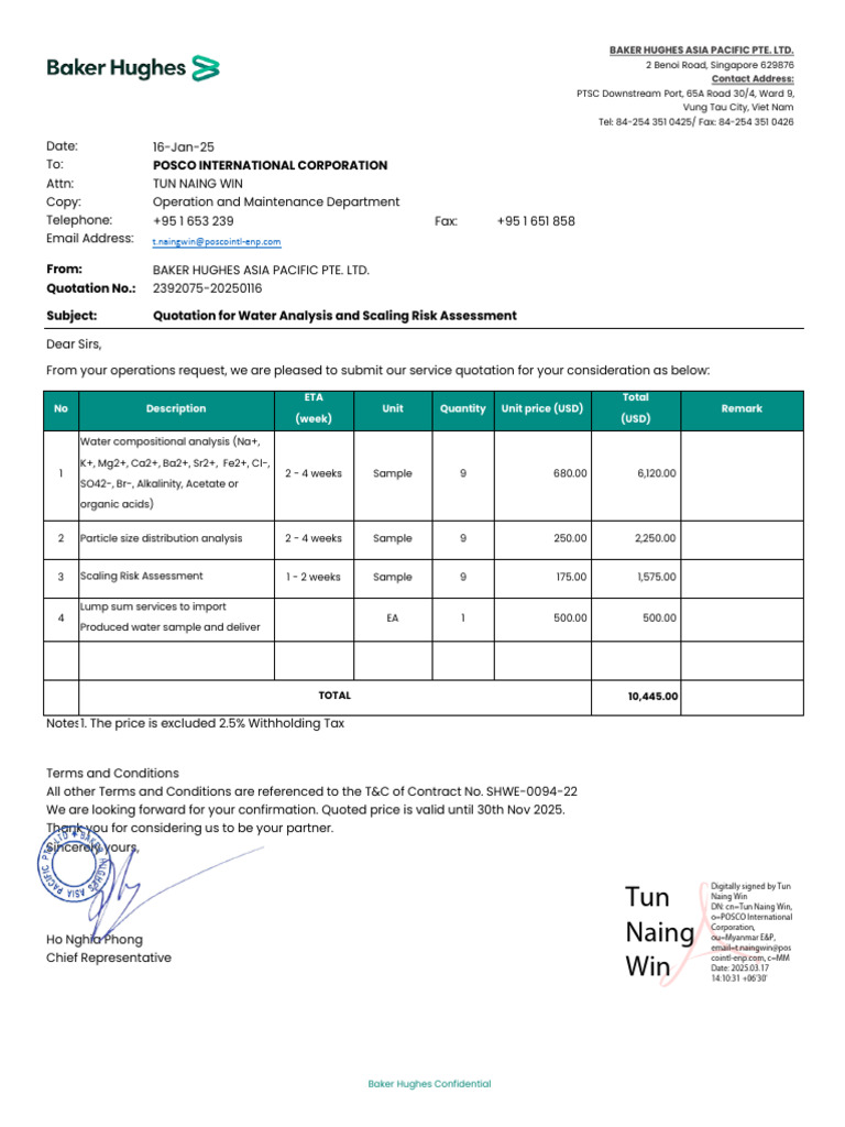 POSCO - QUO - Water Analysis and Scaling Risk Assessment - 20250117 ...