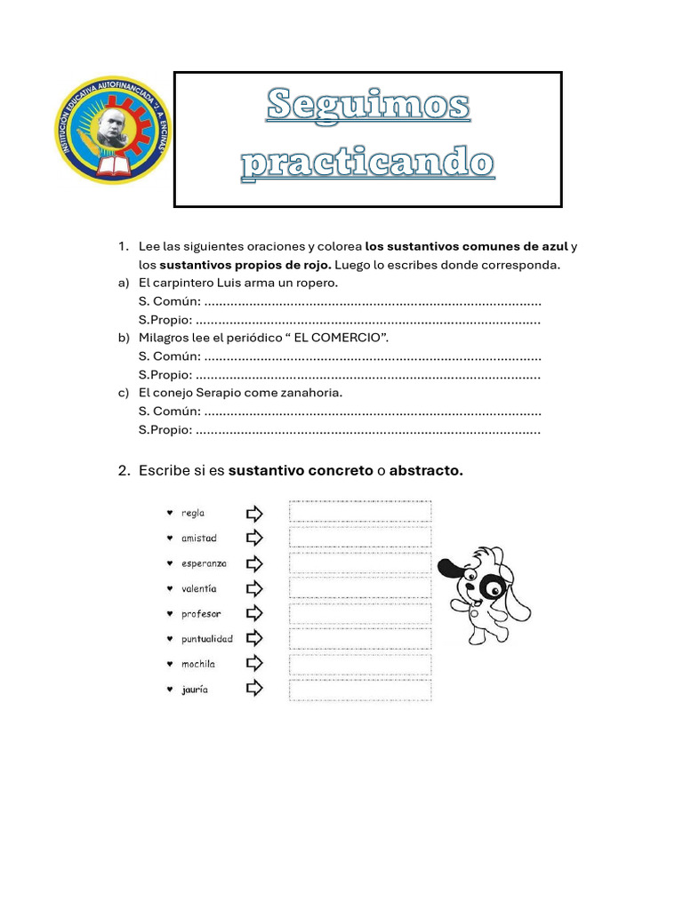 Actividades de Identificación de Sustantivos | PDF