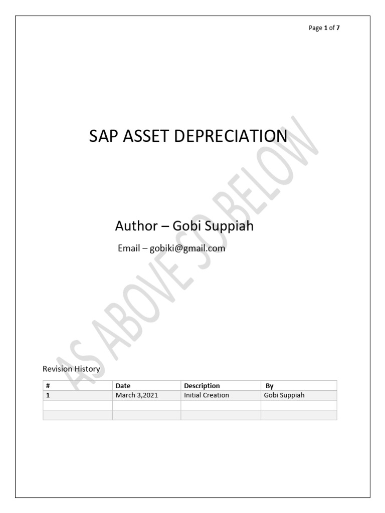 SAP Asset Depreciation Guide | PDF | Depreciation | Book Value