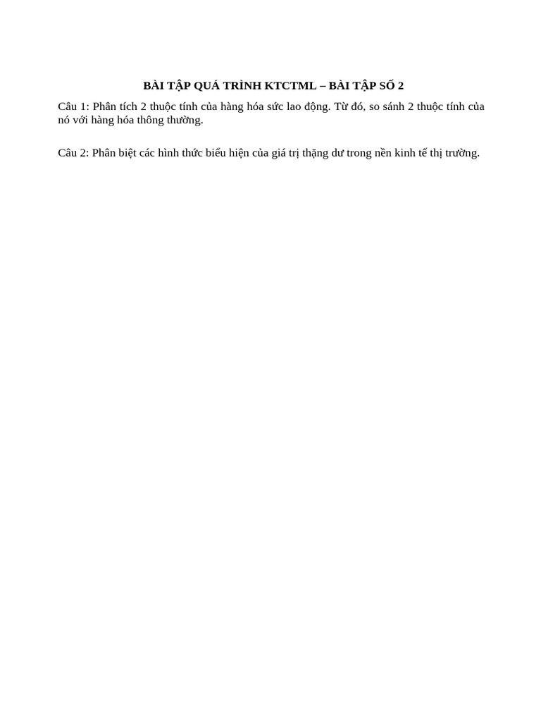BÀI TẬP QT KTCT - BT2 | PDF