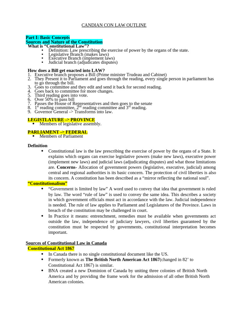 Canadian Constitutional Law Overview | PDF | Provinces And Territories ...