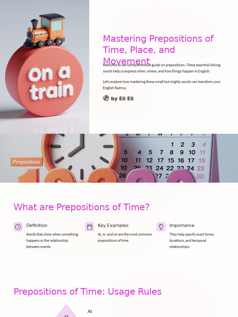 Master Prepositions: Time, Place, Movement | PDF | English Language ...