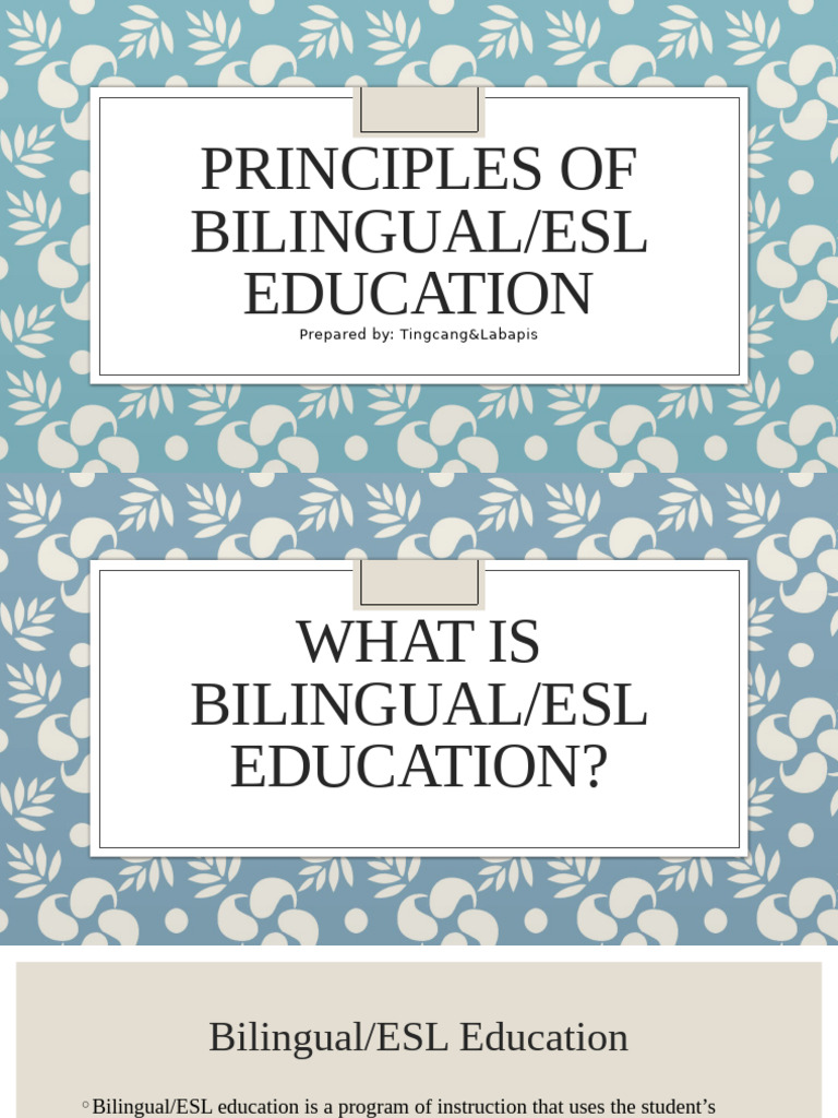 Principles of Bilingual and ESL Education | PDF | English As A Second Or Foreign Language ...