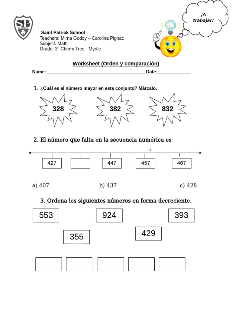 Orden y Comparación de Números | PDF