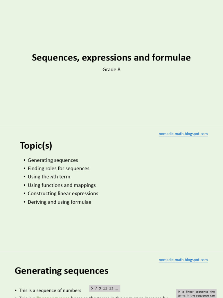 G8 Unit 02 Sequences, Expressions and Formulae | PDF | Function ...