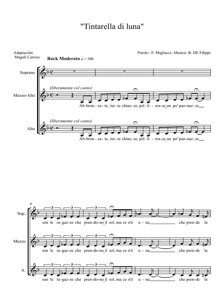 Tintarella Di Luna SMA Coro Solo | PDF