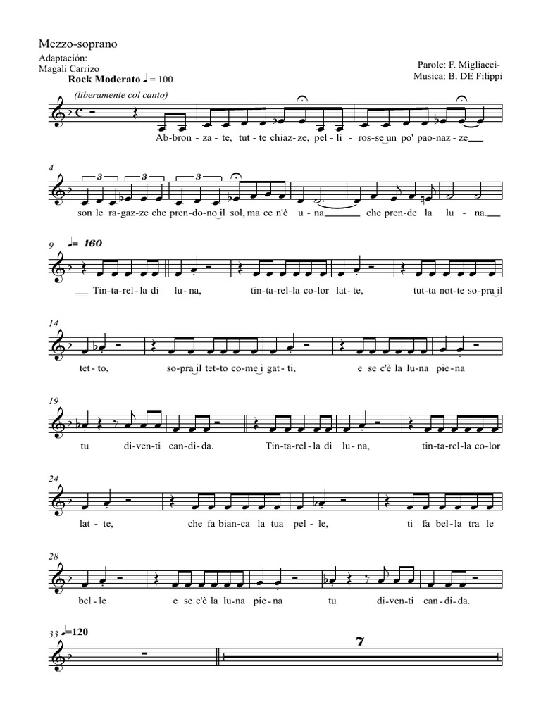 Tintarella Di Luna SAB - Mezzo-Soprano | PDF