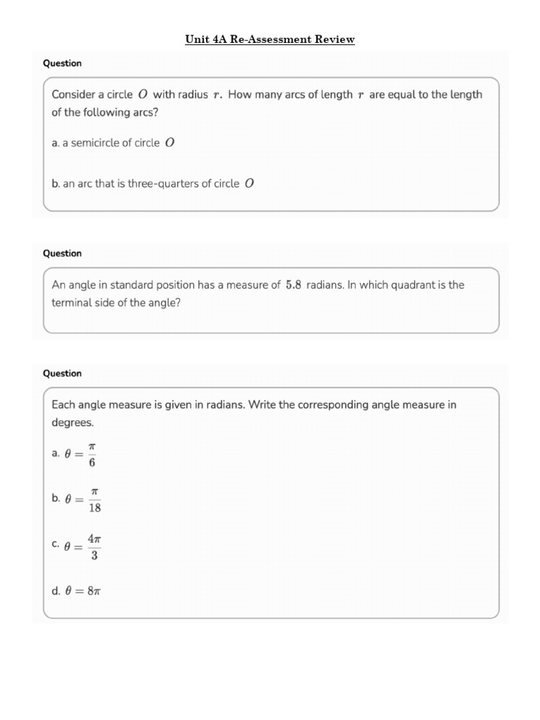 Unit+4A+Re Assessment+Review | PDF