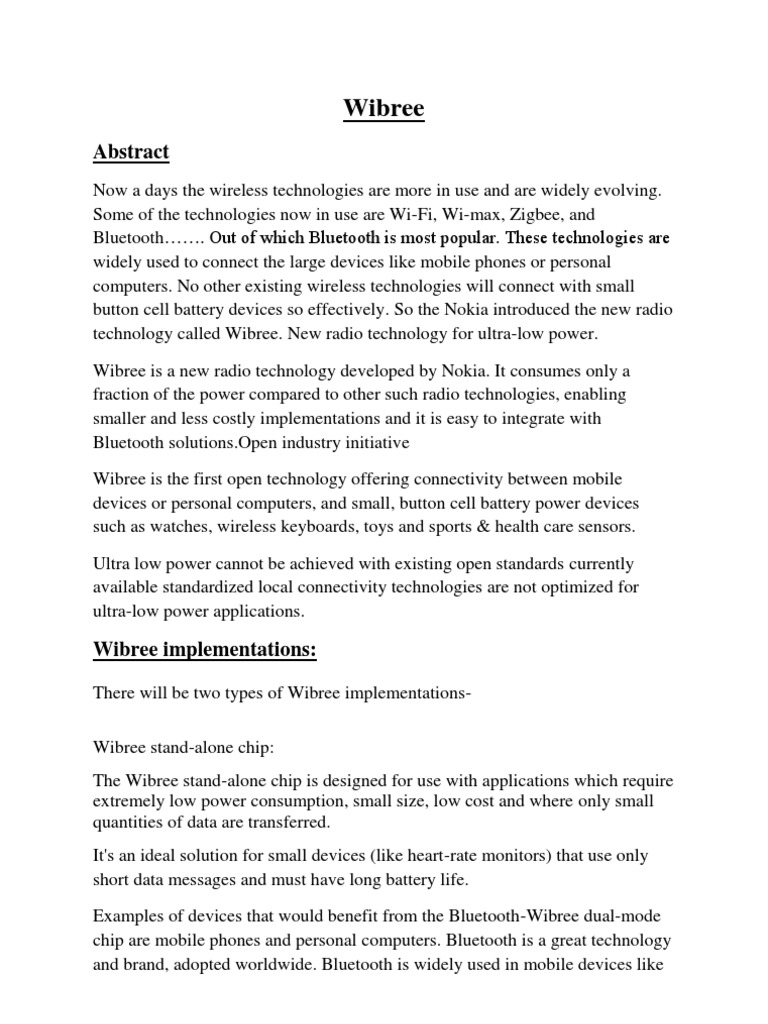 Wibree | PDF | Bluetooth | Wireless