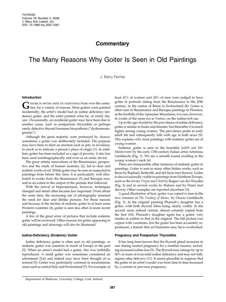 The Many Reasons Why Goiter Is Seen in Old Paintings | PDF