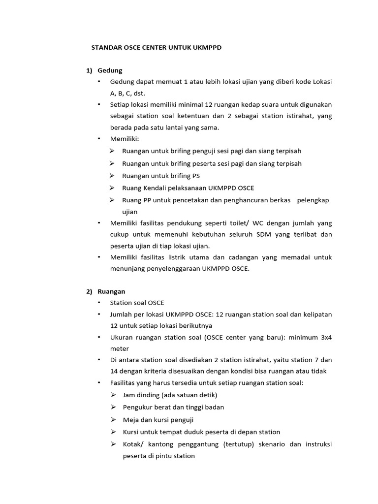 Standar Osce Center - 2024 | PDF