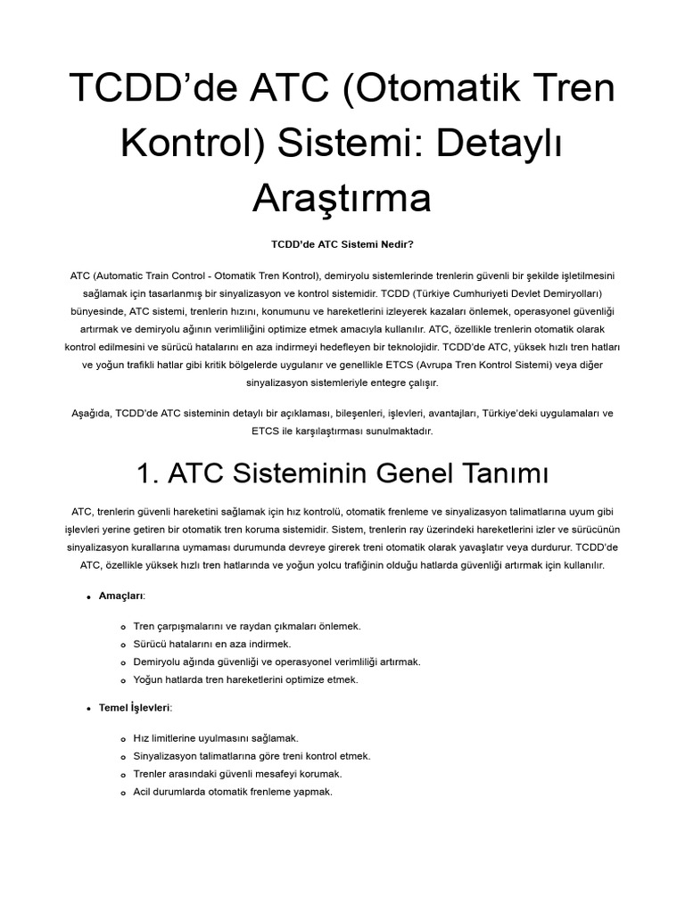 ATC (Otomatik Tren Kontrol) | PDF