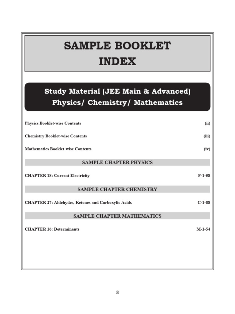 JEE Advanced Sample Booklet PCM | PDF | Electrical Resistivity And Conductivity | Electric Current