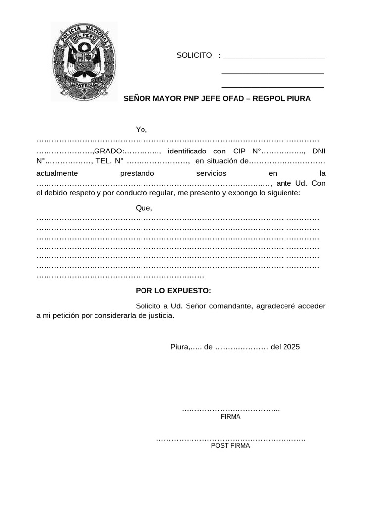 Solicitud para Rellenar | PDF
