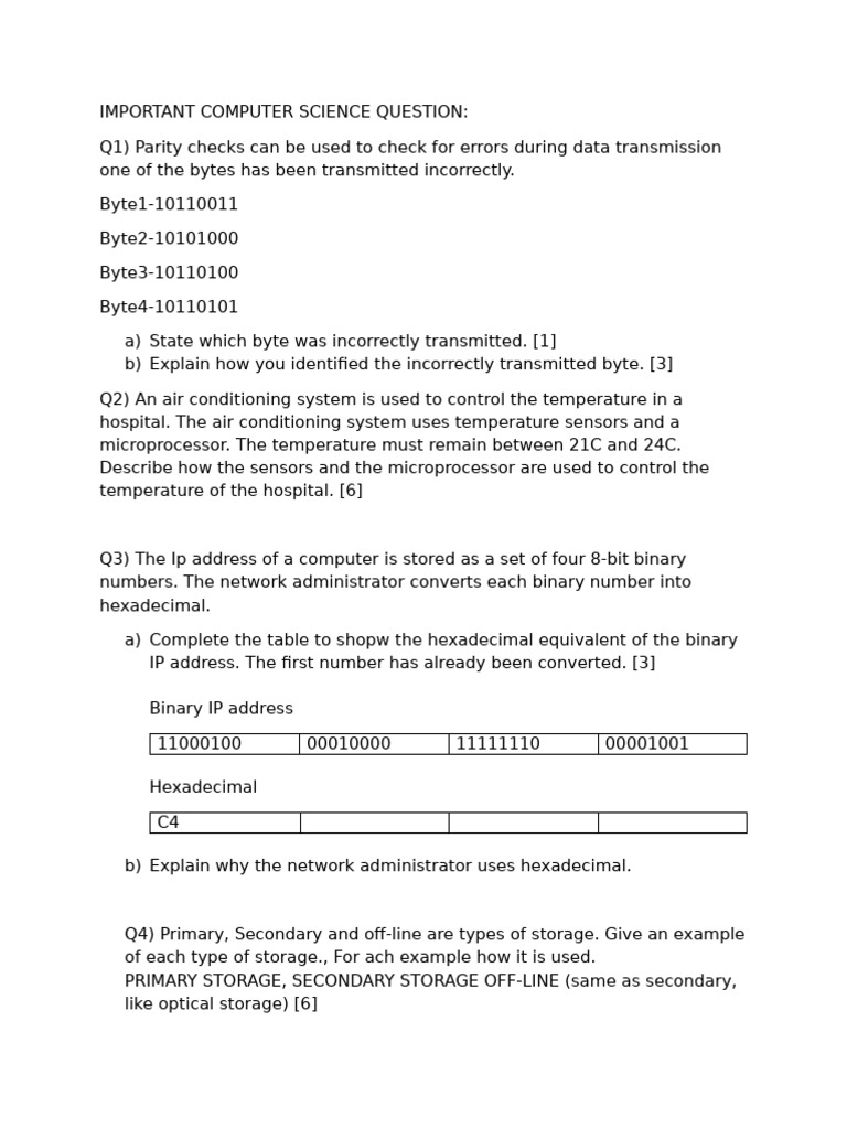 Important Computer Science Question | PDF