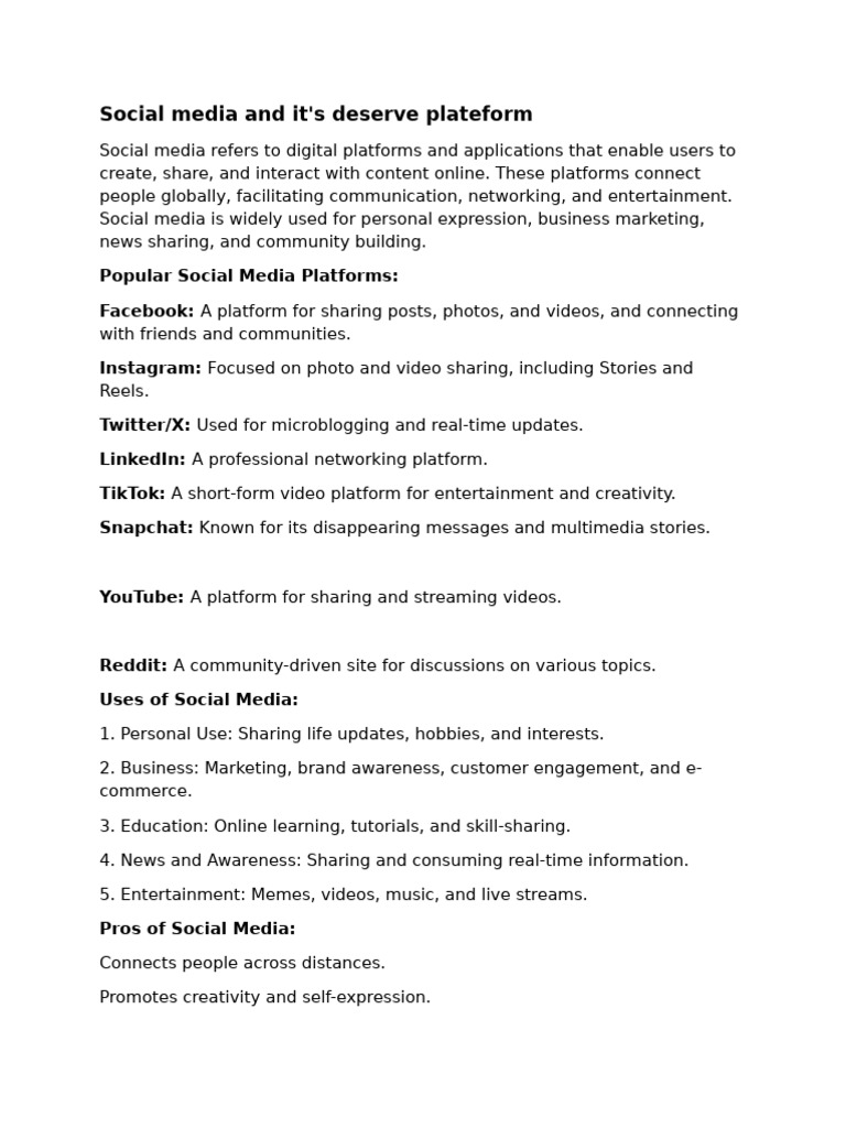 Understanding Social Media Platforms | PDF
