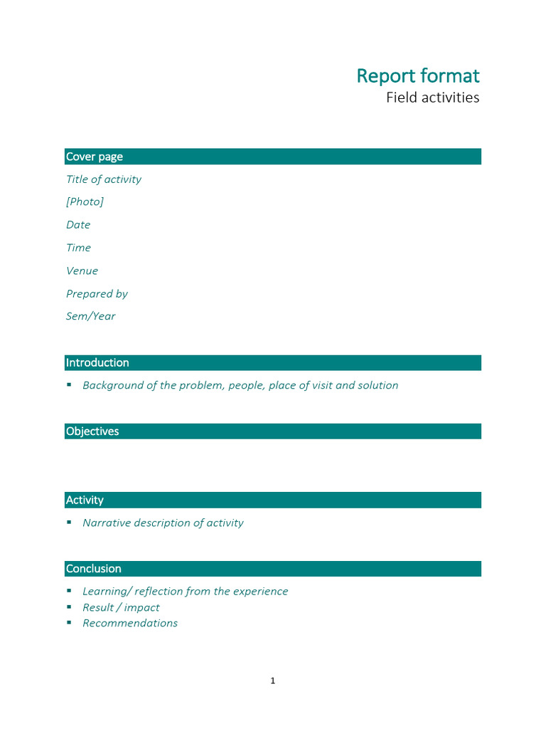 Field Activity Report Template | PDF