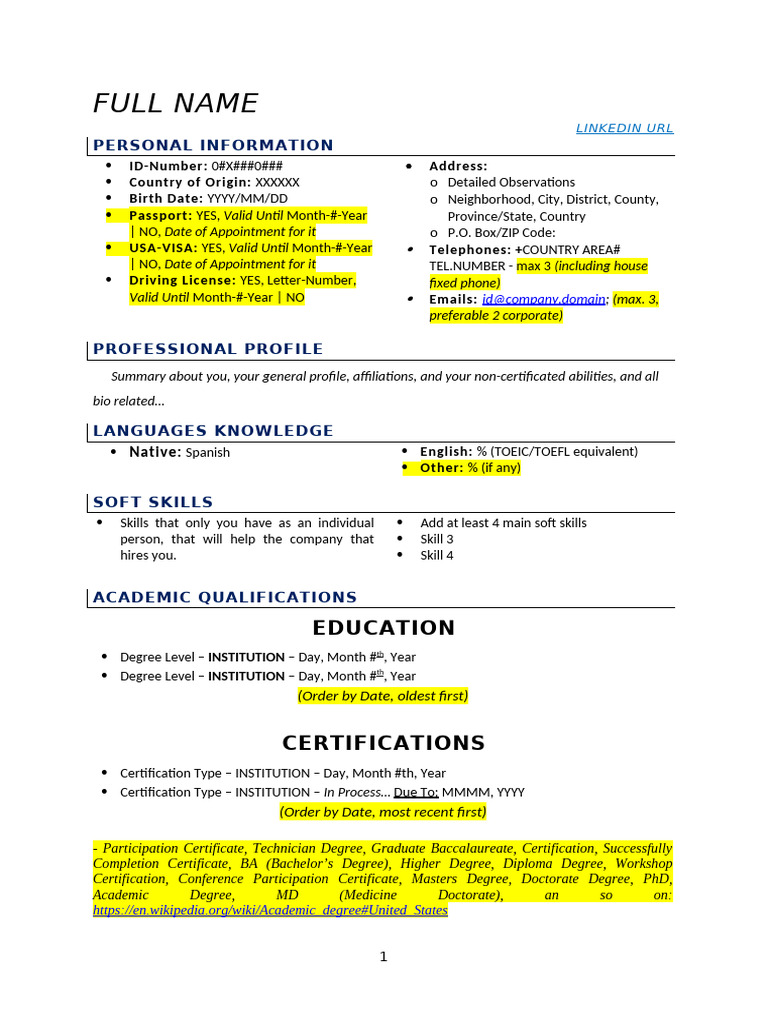 2025 Curriculum Vitae Template | PDF | Academic Degree | Vocational ...