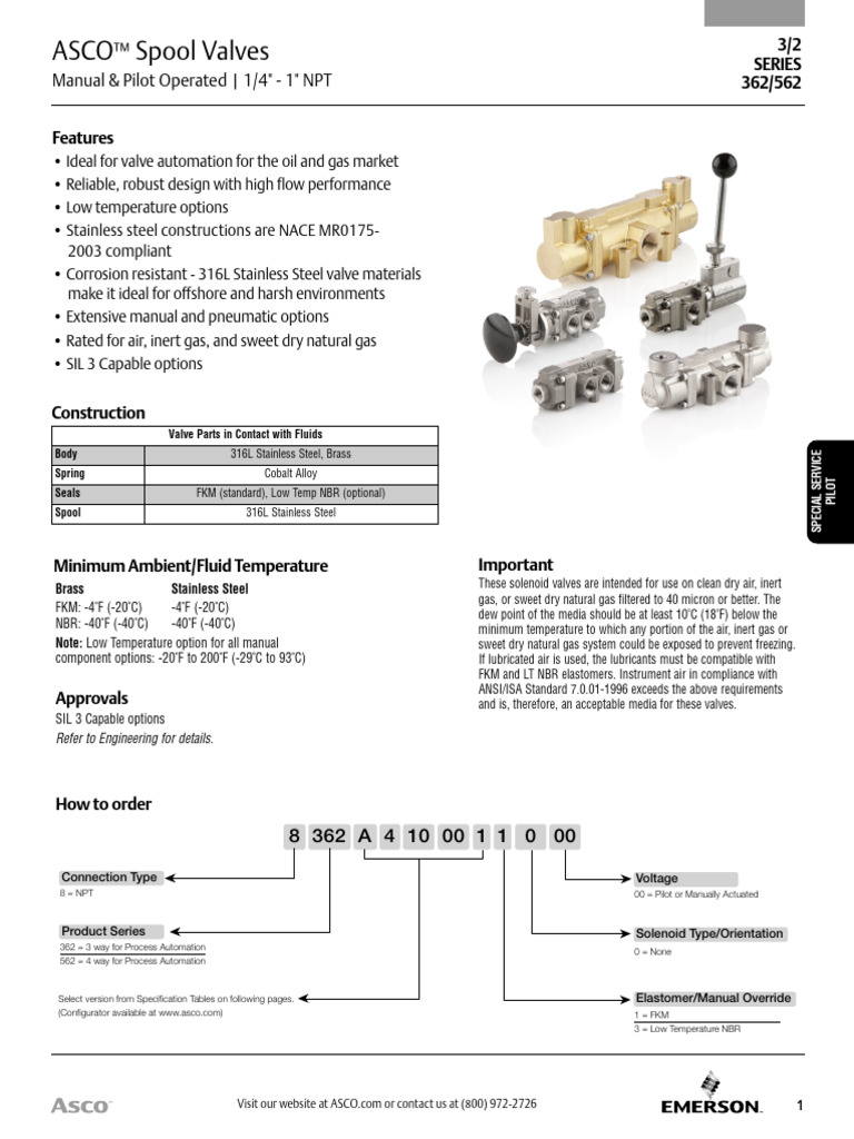 Catalog Stainless Steel Spool Valves Series 562 Asco en 4189054 | PDF | Valve | Stainless Steel