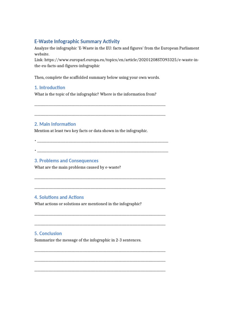 E-Waste Infographic Summary Activity | PDF
