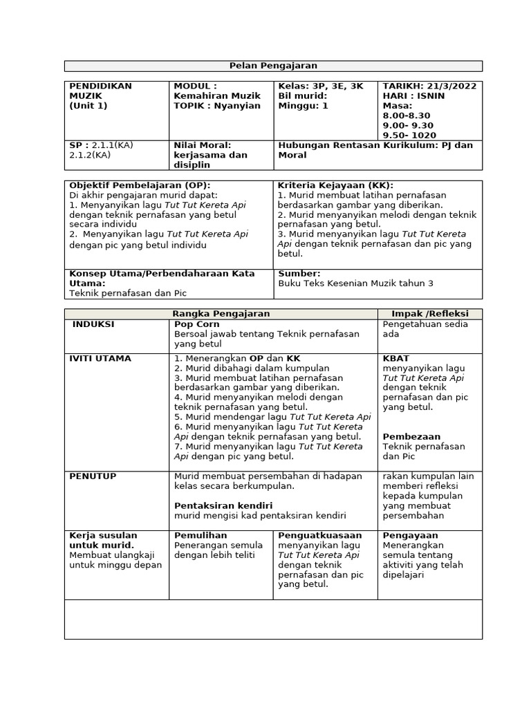 RPH UNIT 1 MZ Tahun 3 | PDF