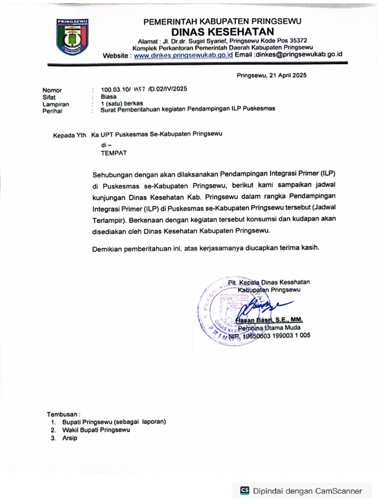 Surat Pemberitahuan Pendamping ILP | PDF