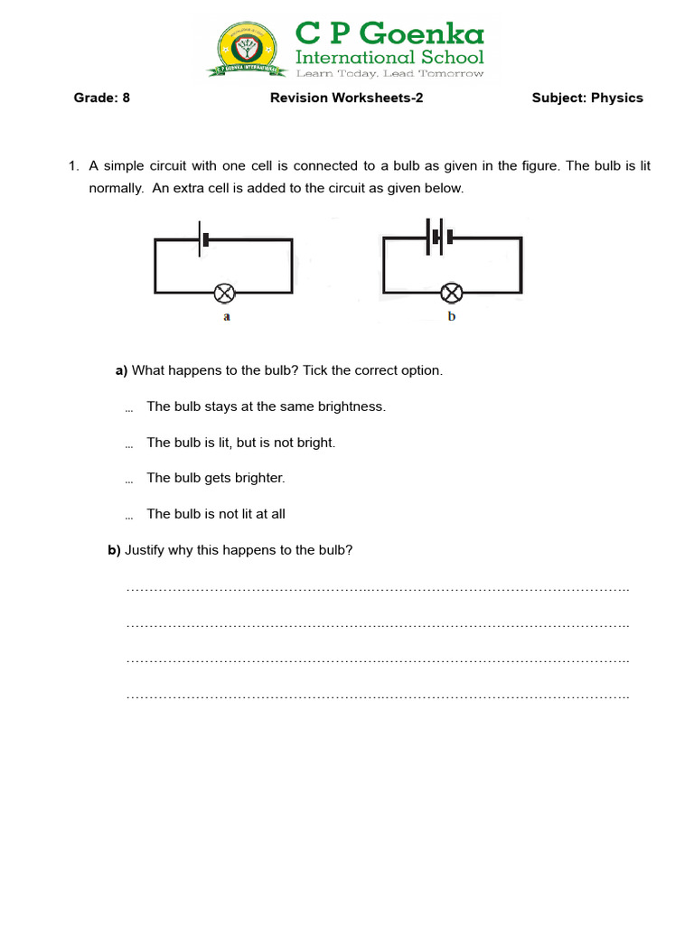 Grade 8 Physics Revision Worksheets | PDF | Thermal Conduction | Series ...