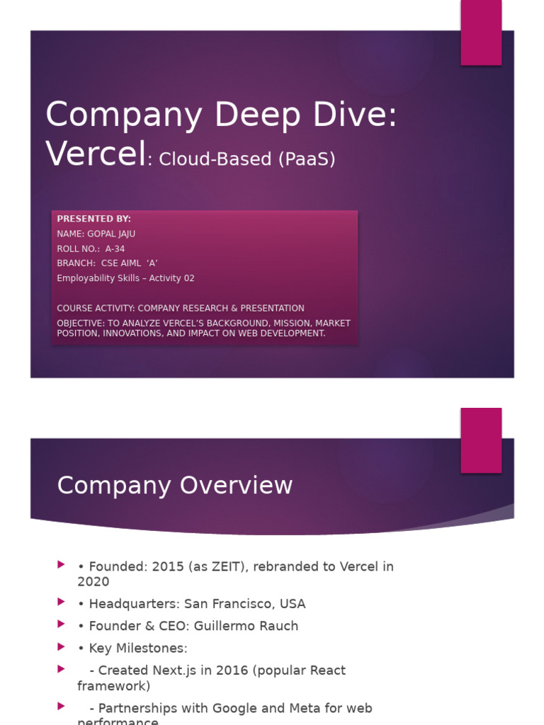 Vercel Company Deep Dive Presentation | PDF