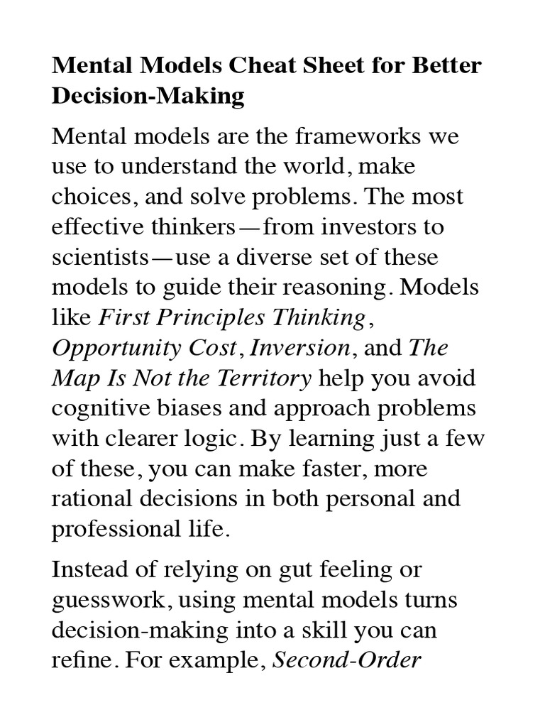 Mental Models for Smarter Decisions | PDF