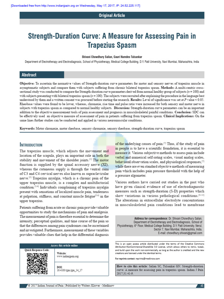 Strength-Duration Curve A Measure For Assessing Pa | PDF | Neuroscience ...
