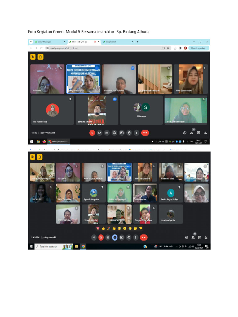 Foto Kegiatan Gmeet Modul 5 Bersama instruktur Bp | PDF