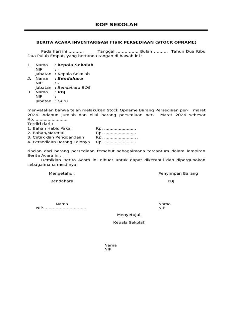 Contoh BA Stock Opname | PDF