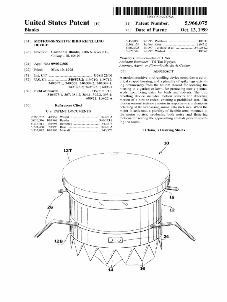 Motion-Sensitive Bird Repelling Device | PDF