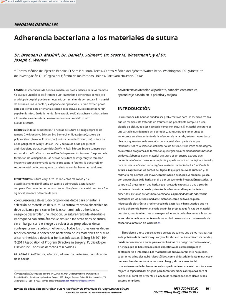 Bacterial Adherence To Suture Materials - En.es | PDF | Las bacterias ...