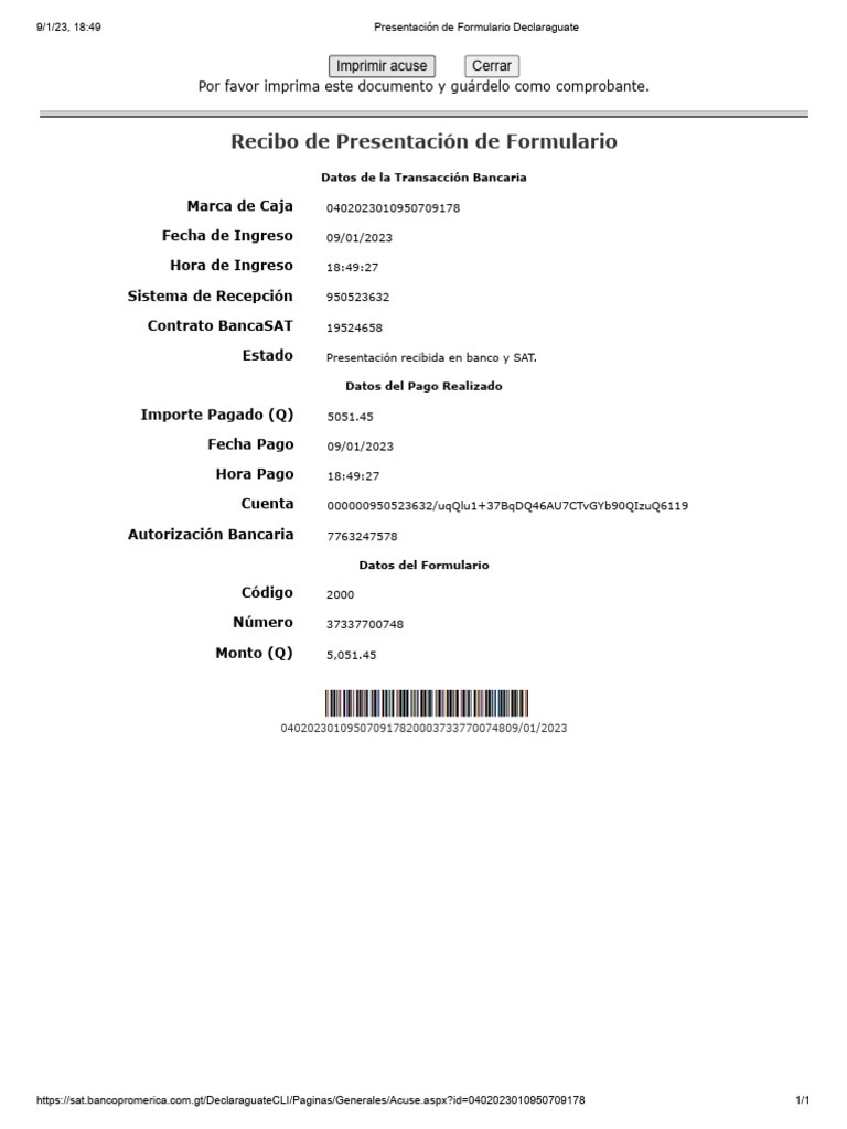 Presentación de Formulario Declaraguate | PDF