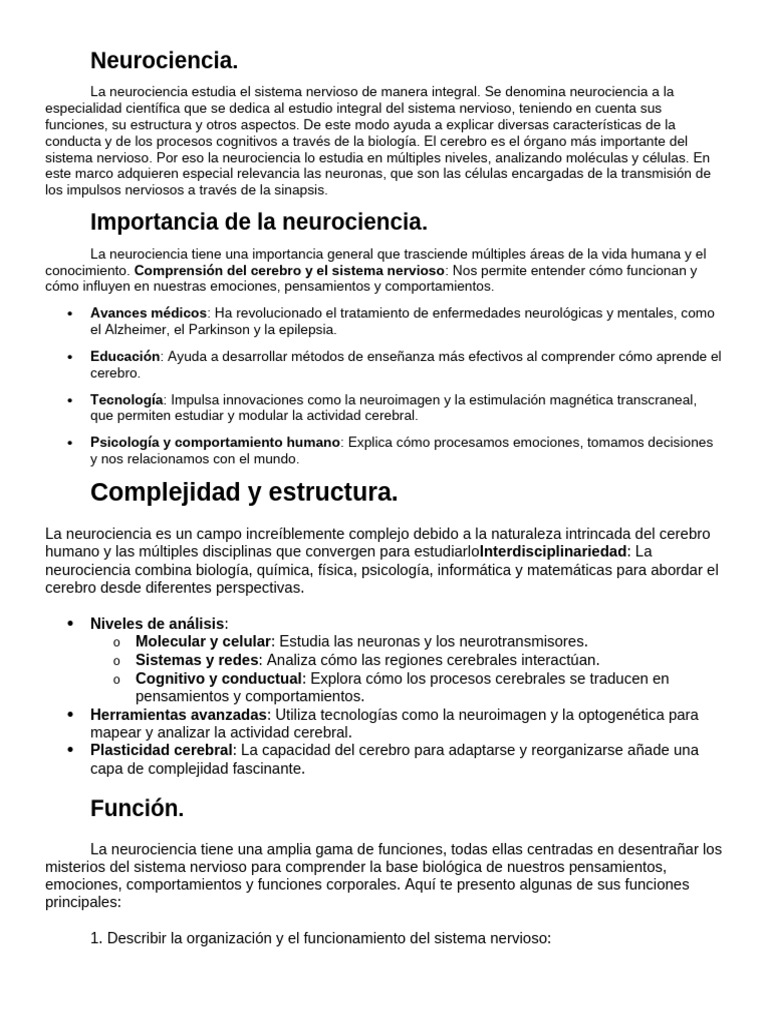 Neurociencia | PDF | Cerebro | Neurociencia