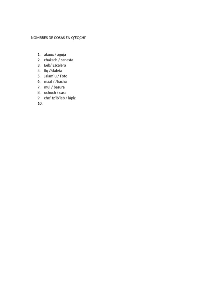 Nombres de Cosas en Q | PDF