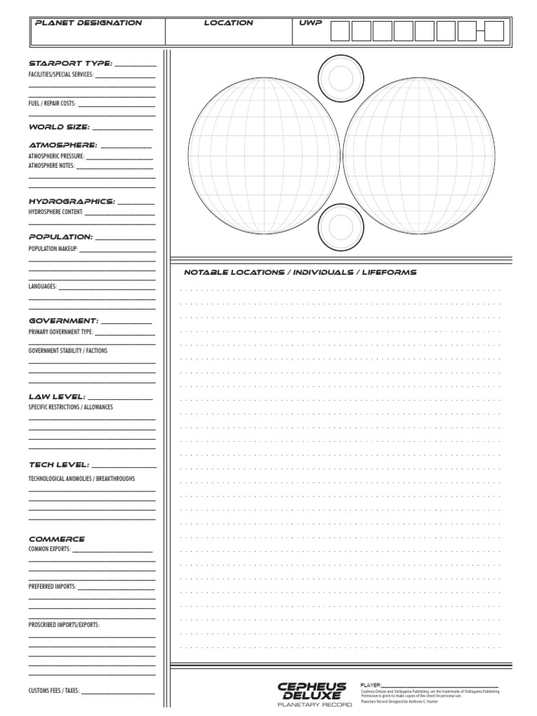 Planetary Record Template for RPGs | PDF | Planetary Science | Astronomy