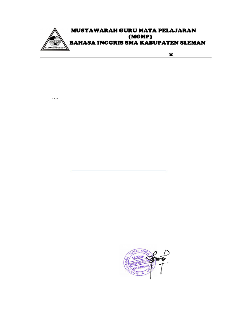 Undangan MGMP Bahasa Inggris Sleman | PDF
