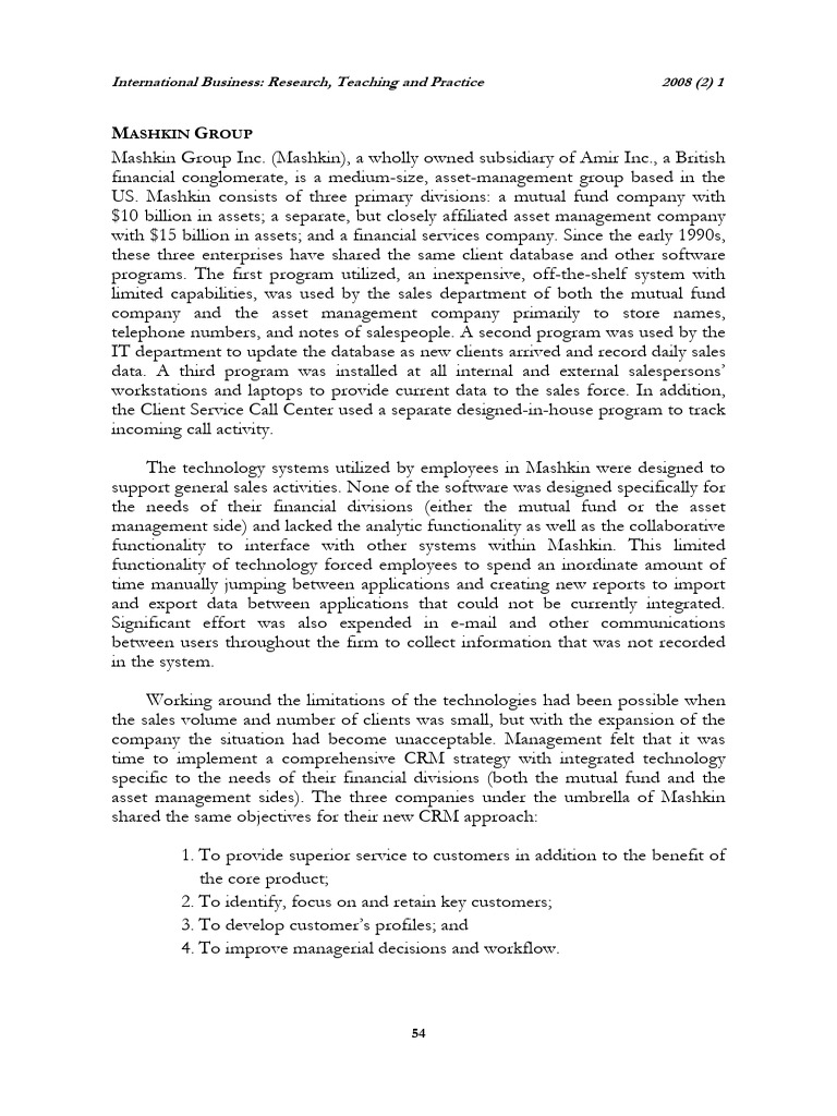 CRM Implementation Challenges at Mashkin | PDF | Customer Relationship ...