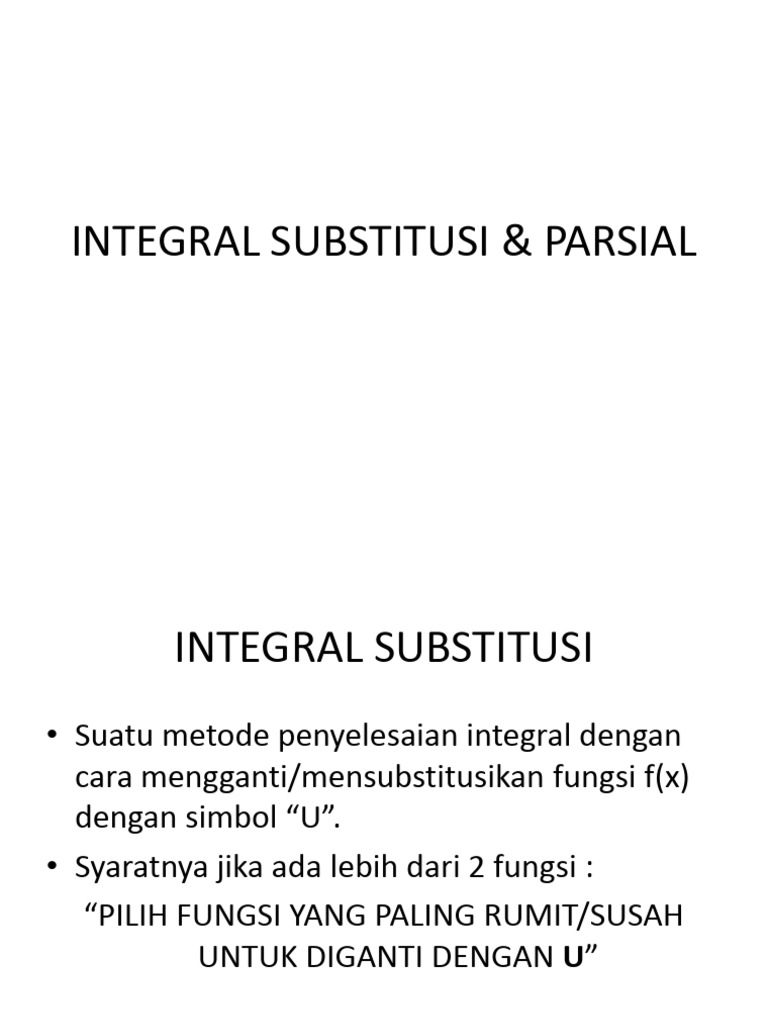 Integral Substitusi dan Parsial Kelas 12 | PDF