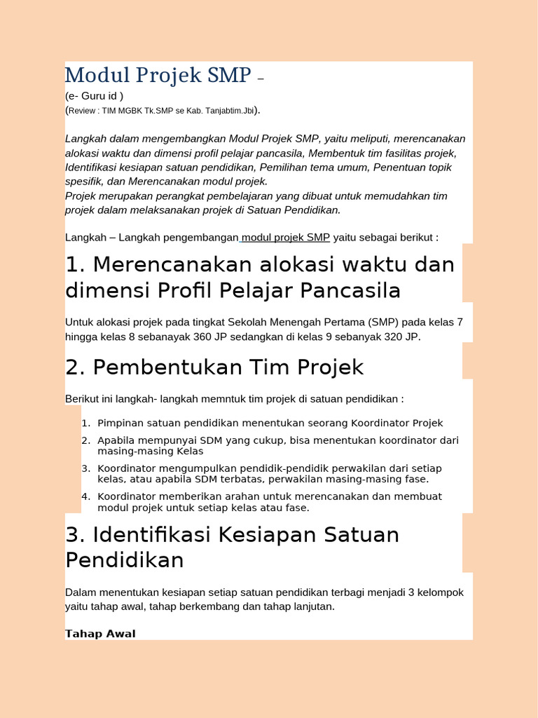 Pengembangan Modul Projek SMP | PDF