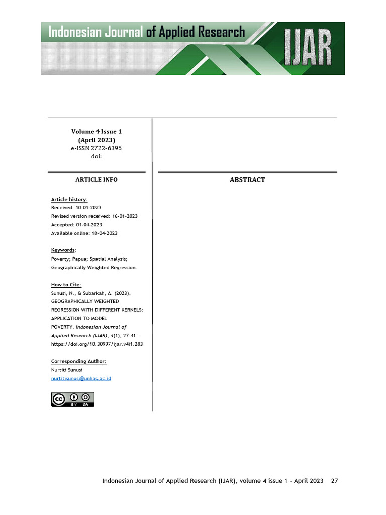 Geographically Weighted Regression With Different | PDF | Linear ...