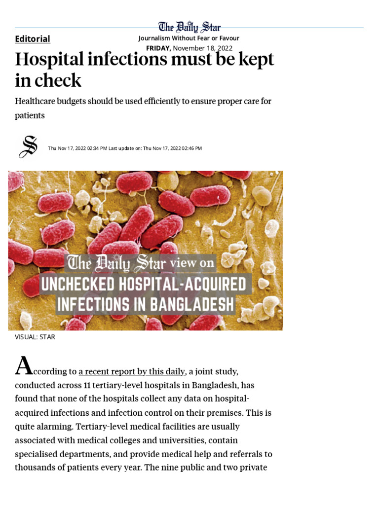 Hospital Infections Must Be Kept in Check - The Daily Star | PDF ...