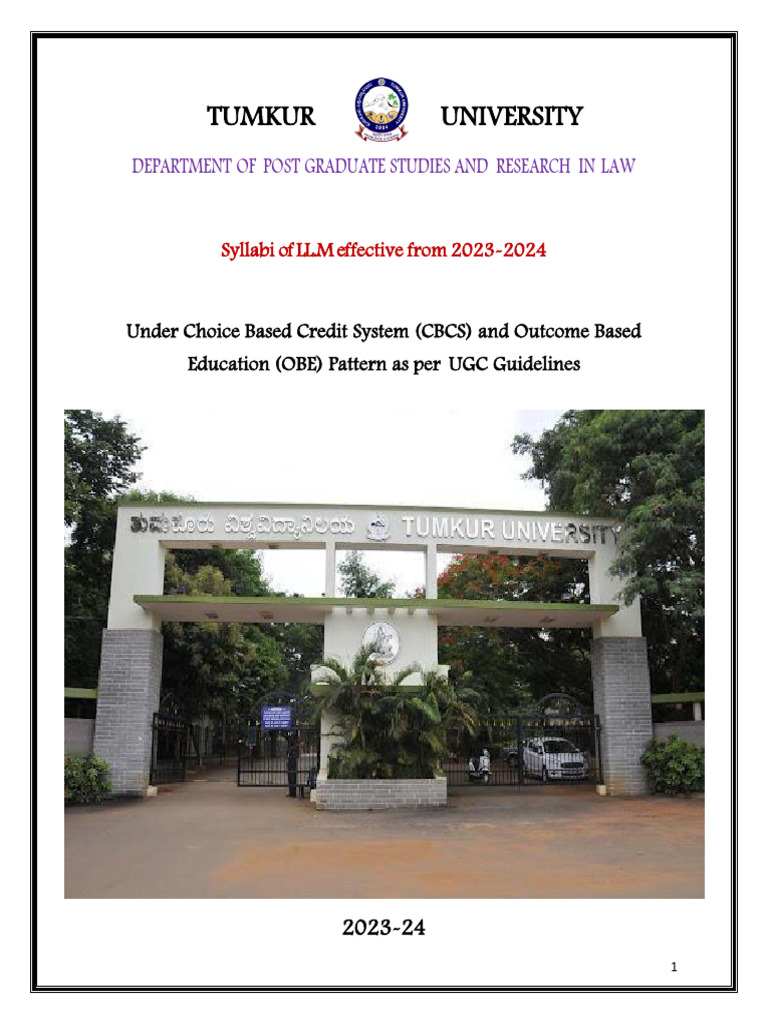 Tumkur University LL.M Syllabus 2023-24 | PDF | Patent | Survey Methodology