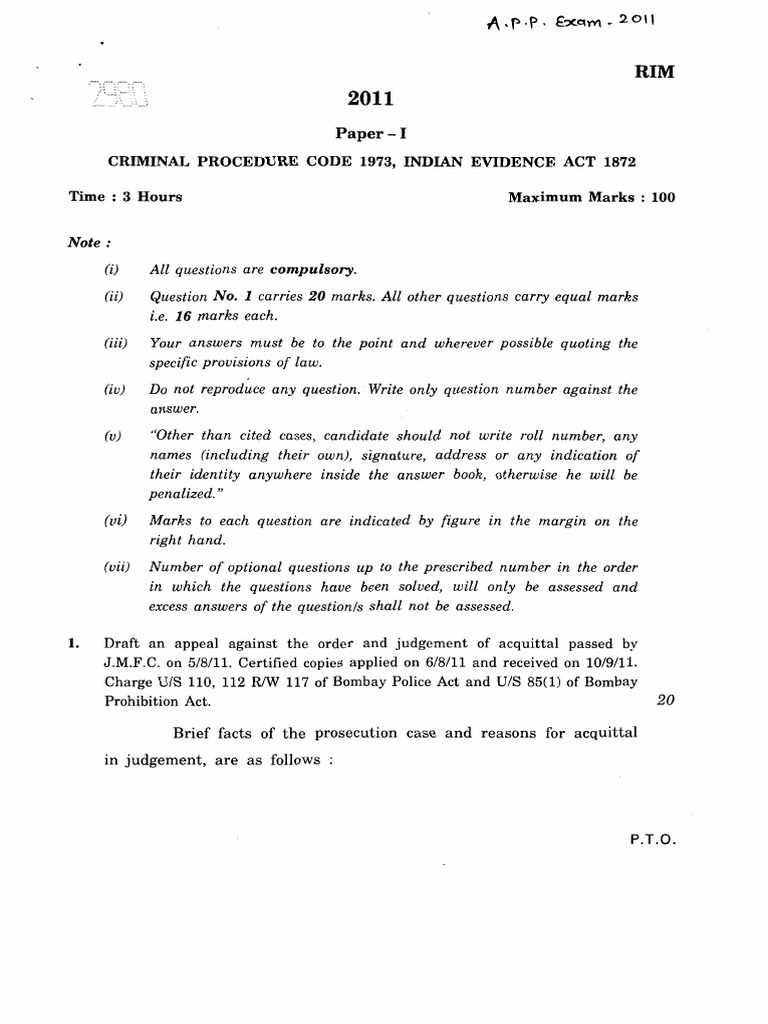 APP Exam Question Paper | PDF
