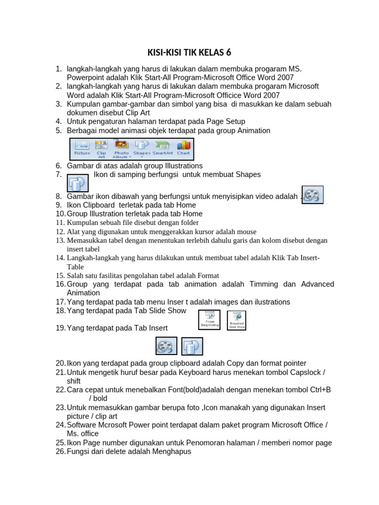 KISI TIK KELAS 6 GENAP | PDF