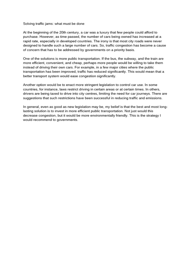 Solving Traffic Jams - What Must Be Done | PDF