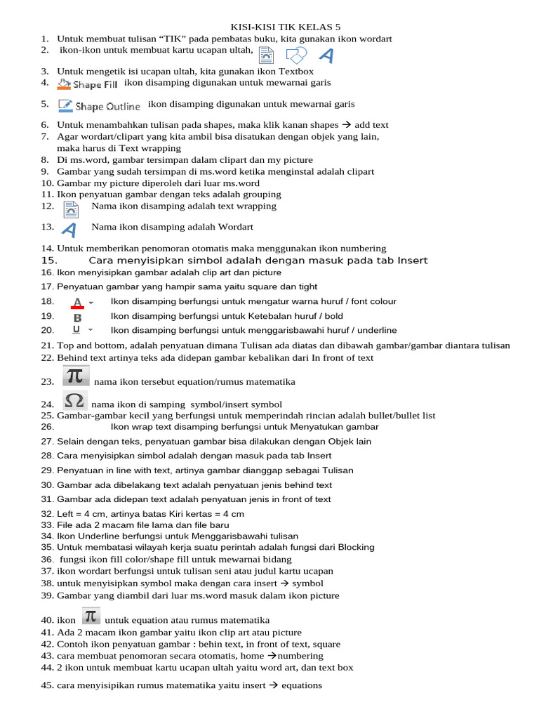 KISI Tik Kelas 5 Pat | PDF