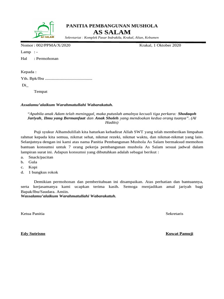 Permohonan Snack | PDF